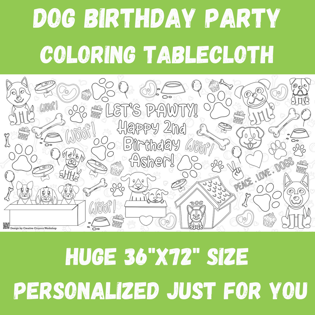 Dog Party Coloring Tablecloth – Creative Crayons Workshop
