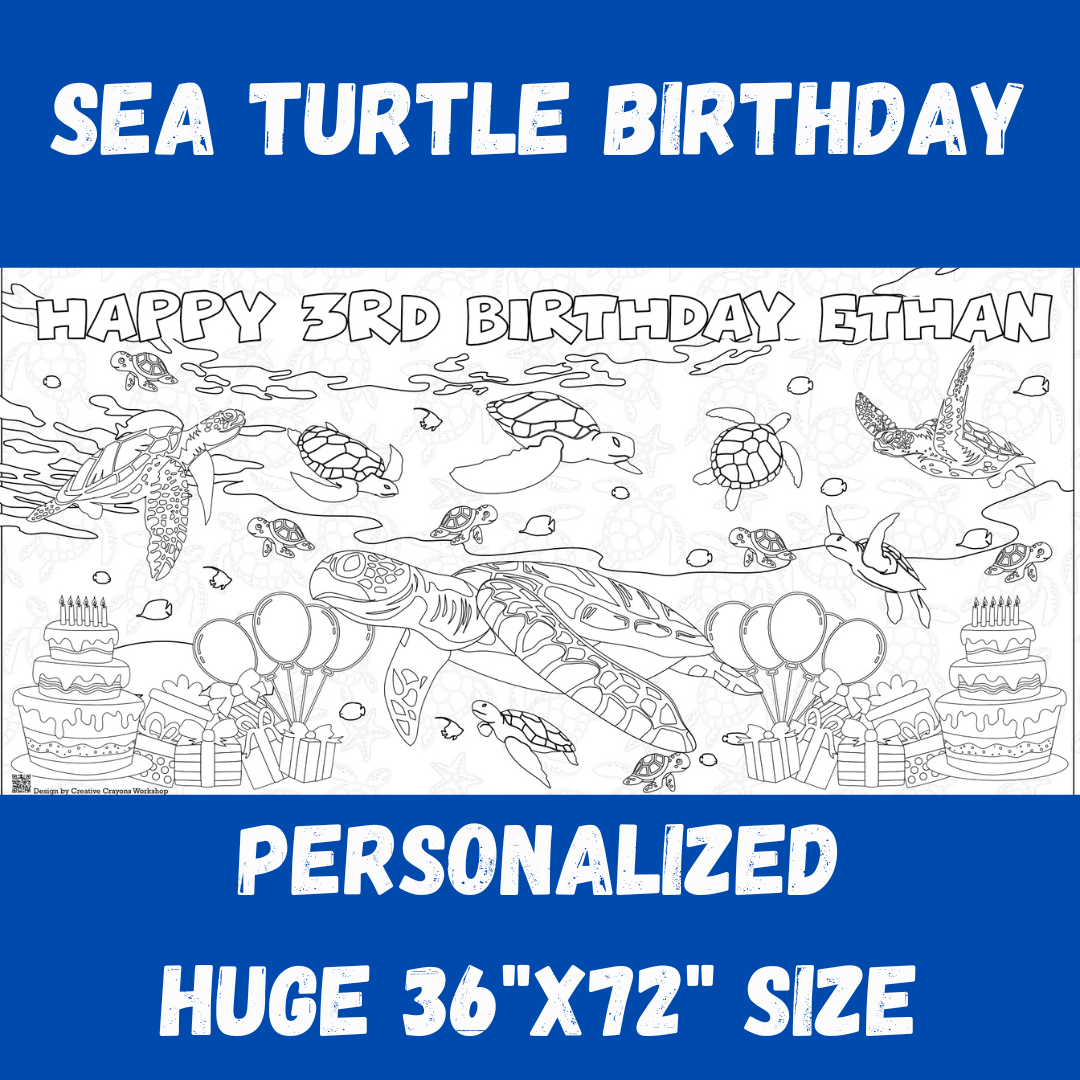 Sea Turtle Birthday Coloring Tablecloth – Creative Crayons Workshop