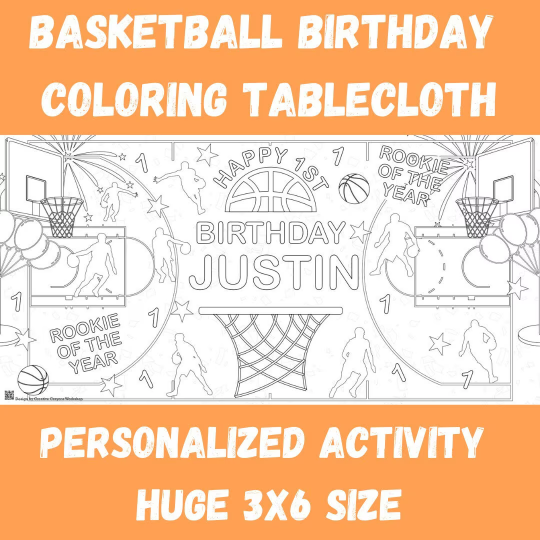 Basketball Birthday Coloring Tablecloth – Creative Crayons Workshop