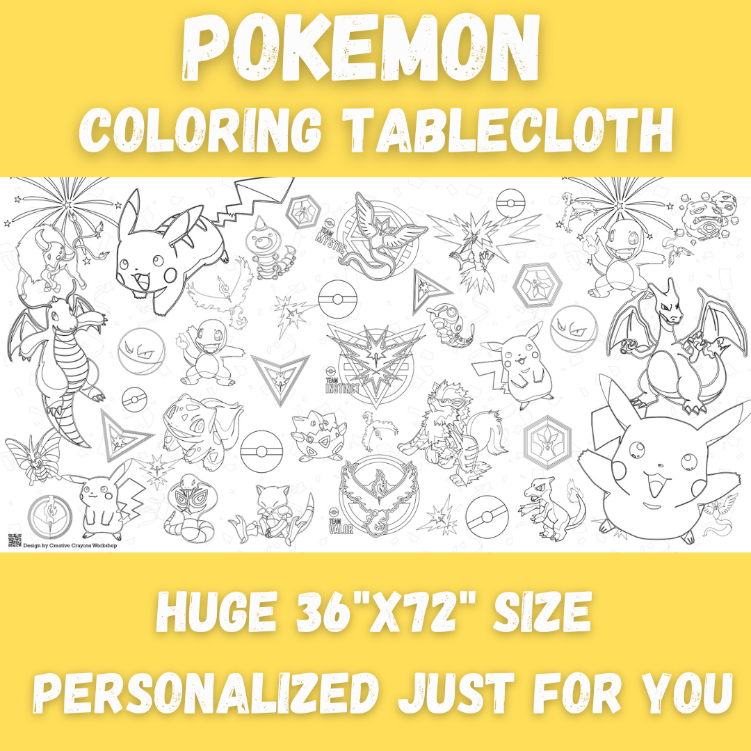 Pokemon Coloring Tablecloth – Creative Crayons Workshop
