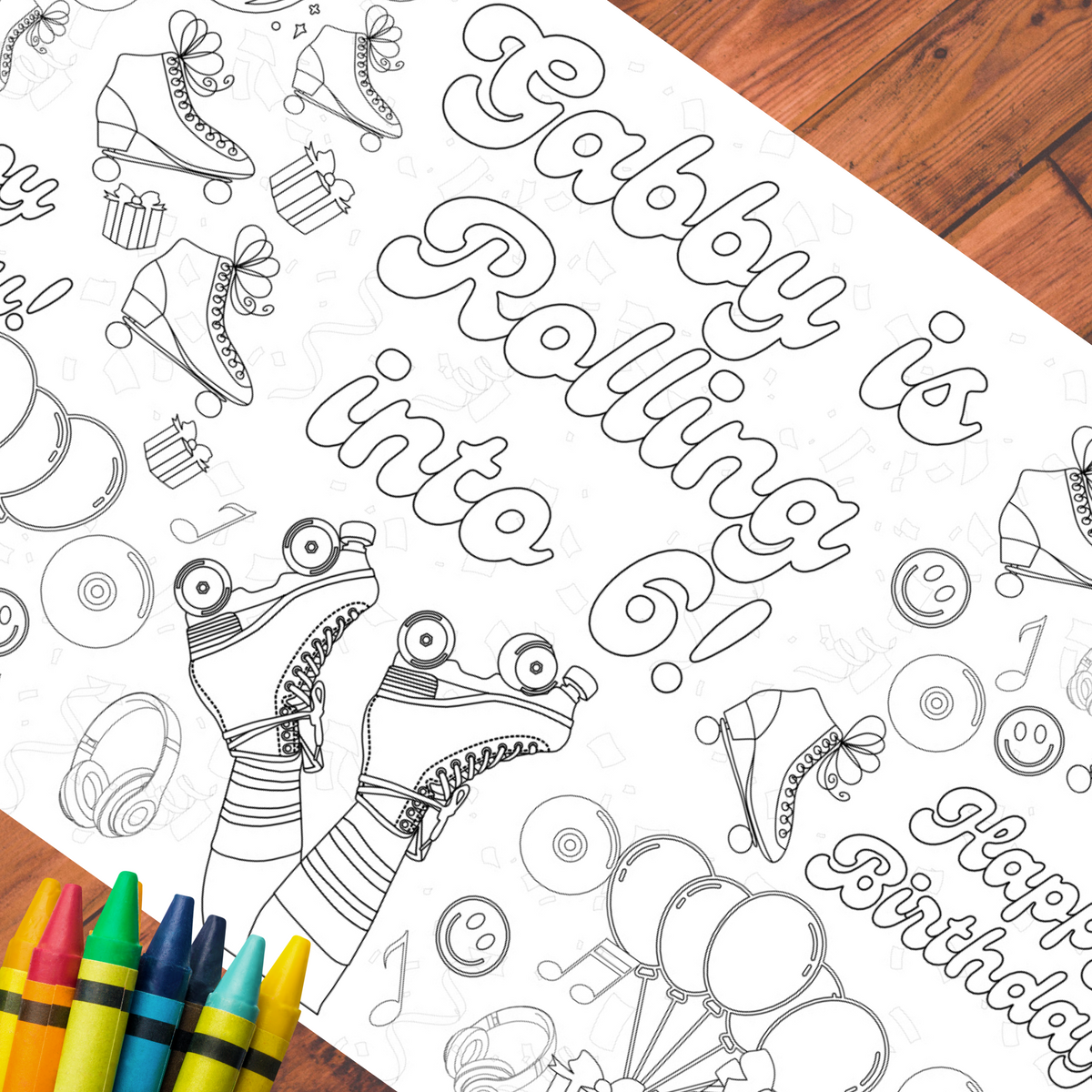 Roller Skating Party Coloring Tablecloth – Creative Crayons Workshop