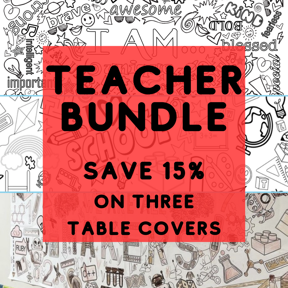 Teacher Bundle: Set of 3 Coloring Tablecloths – Creative Crayons Workshop