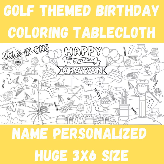 Golf Birthday Coloring Tablecloth – Creative Crayons Workshop