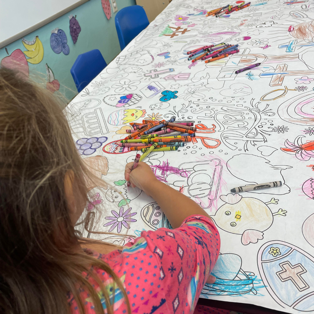 Religious Easter Coloring Tablecloth – Creative Crayons Workshop