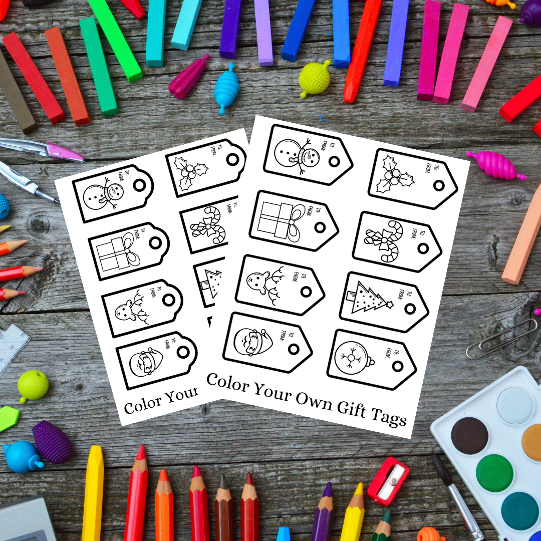 Coloring Gift Tags Printable Download – Creative Crayons Workshop
